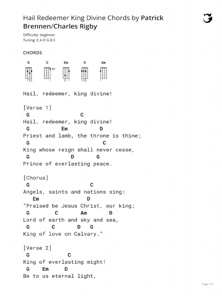 239CFE Hail Redeemer King Divine Chords | PDF