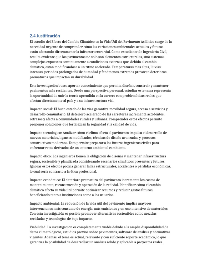 2.4 Justificacion Pavimento Clima | PDF | Infraestructura | Sustentabilidad