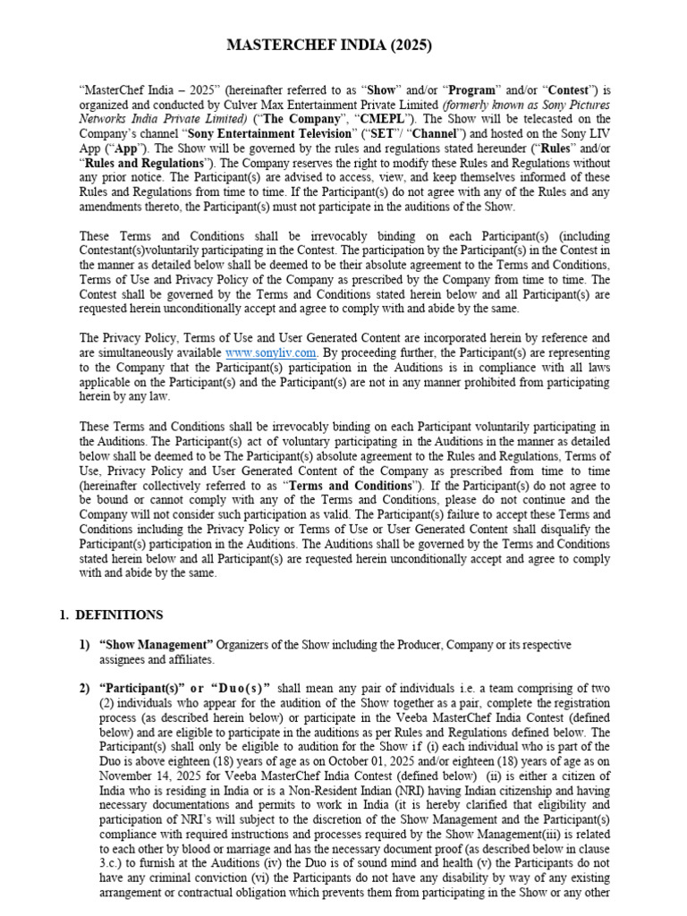 MC Rules and Regulation-T&Cs 131125 | PDF | Identity Document
