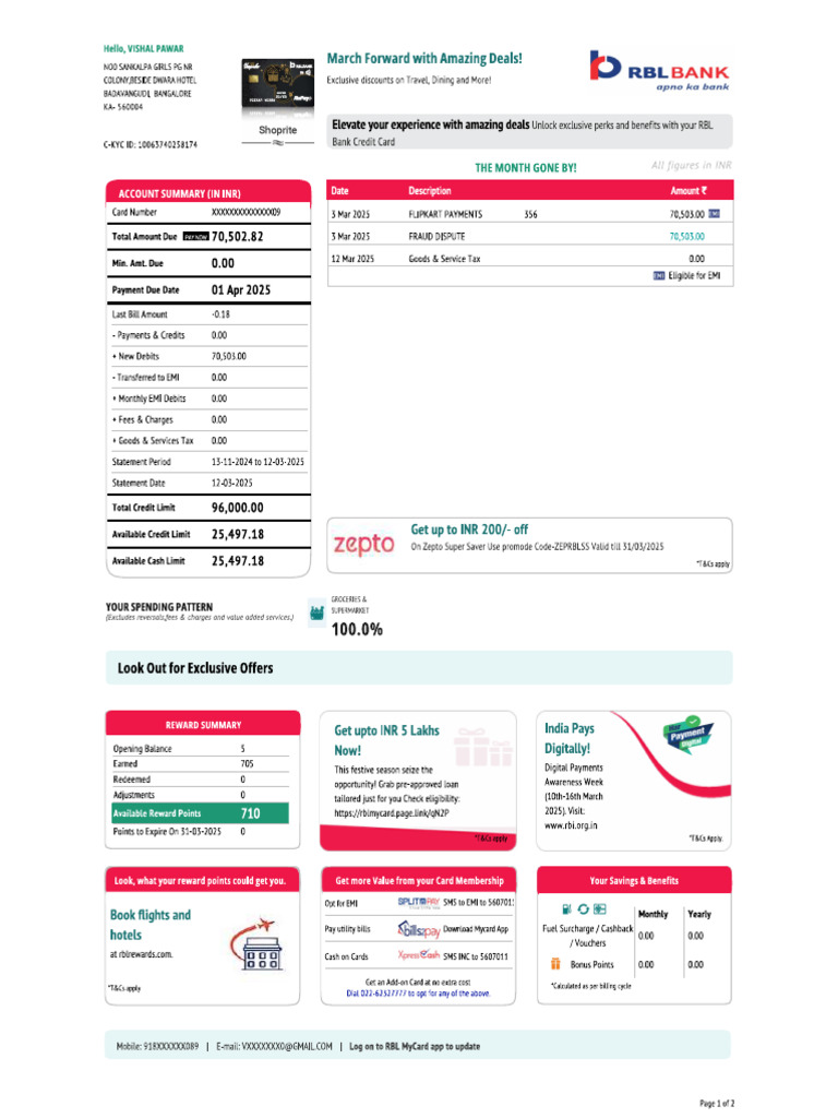 RBL Bank Statement | PDF