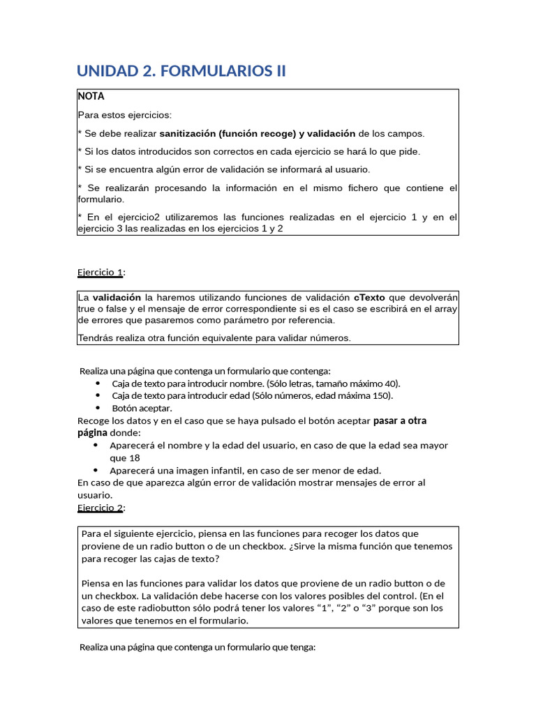Ejercicios 1 2 3 Formularios 2 | PDF | Informática
