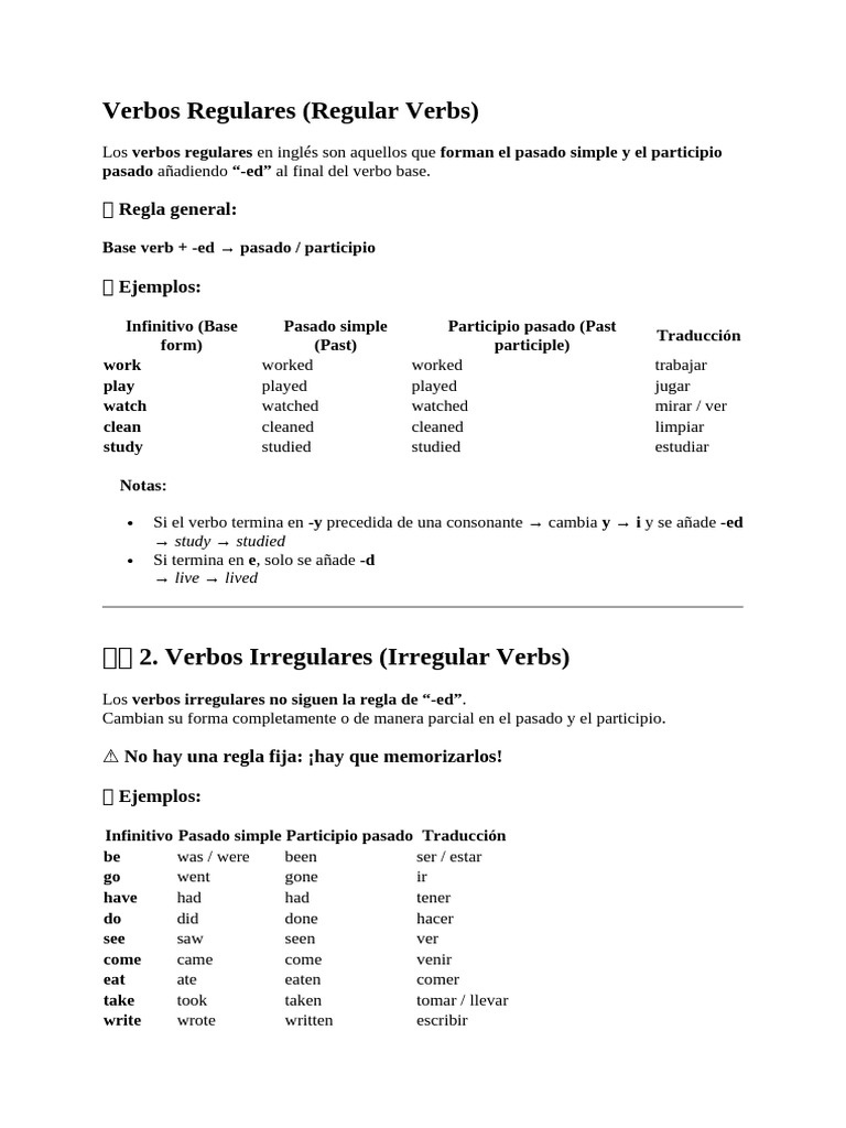Verbos Regulares | PDF | Lingüística