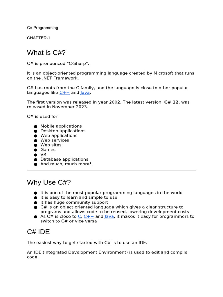 C# Fundamental of Programming1 | PDF | C Sharp (Programming Language ...