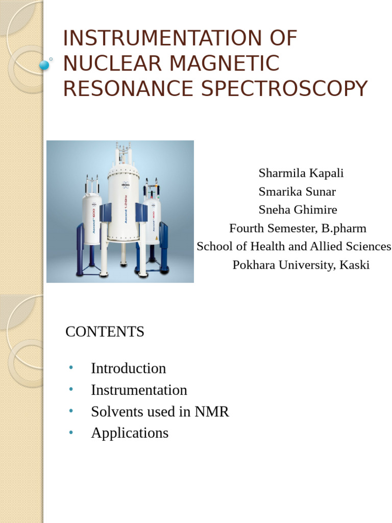 Instrumentation of Nuclear Magnetic Resonance Spectros | PDF | Nuclear ...