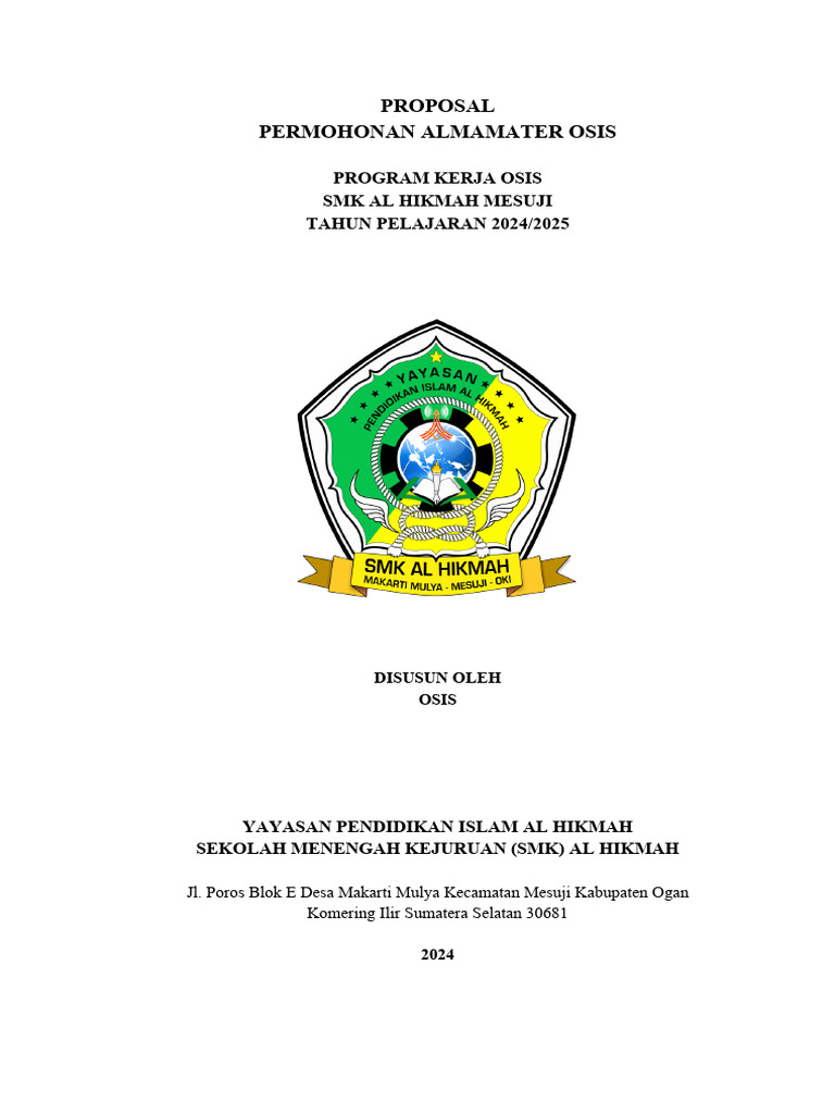 Proposal Almamater OSIS SMK Al Hikmah | PDF