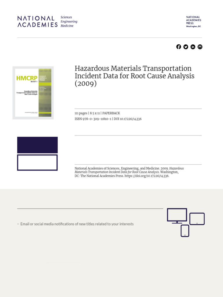 Hazardous Materials Transportation Incident Data For Root Cause ...
