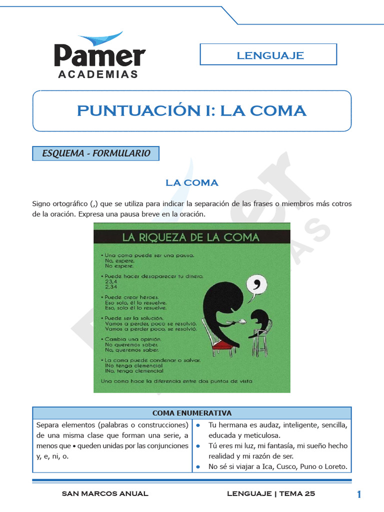 Uso y Tipos de la Coma en Español | PDF | Coma | Puntuación
