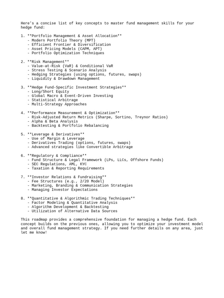 List of Concept For Mastering Funds Management Tecniques | PDF