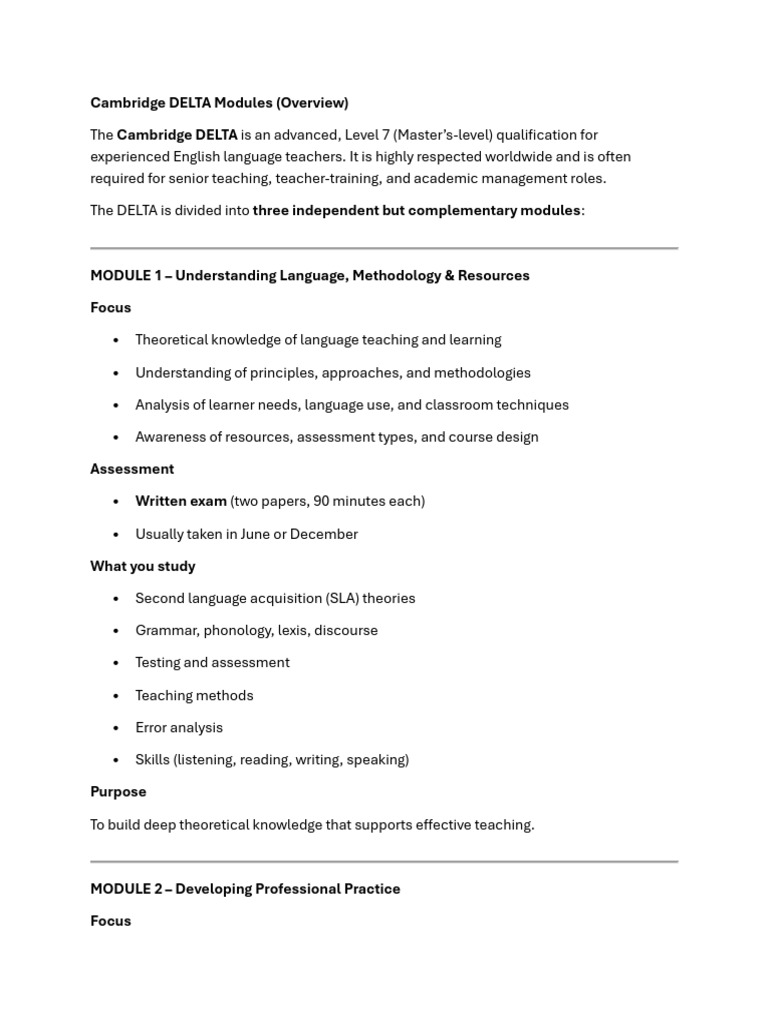Cambridge DELTA Modules | PDF | Behavior Modification | Learning