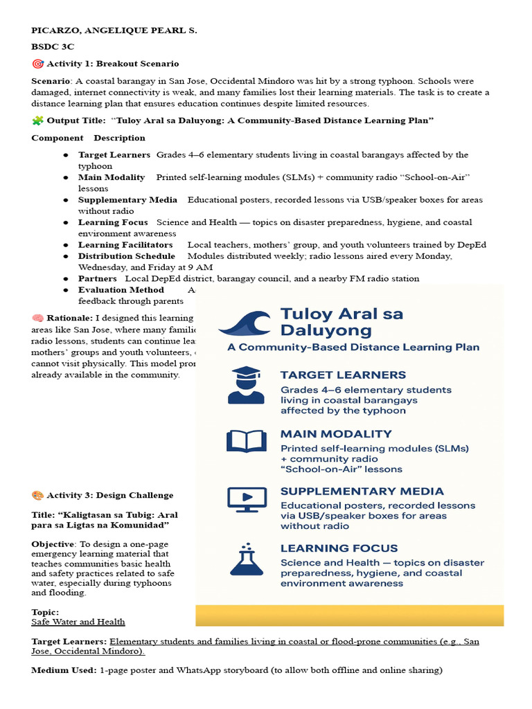 Community Distance Learning Plan Post-Typhoon | PDF | Learning ...