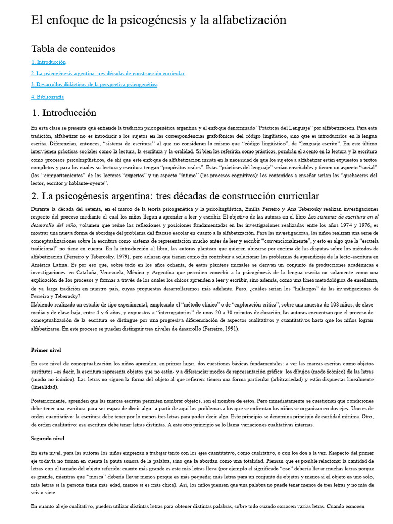 Psicogénesis y alfabetización en Argentina | PDF | Literatura | Escritura