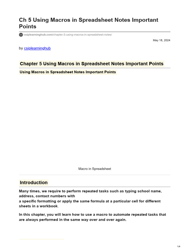 Using Macros in Spreadsheets Guide | PDF | Macro (Computer Science ...