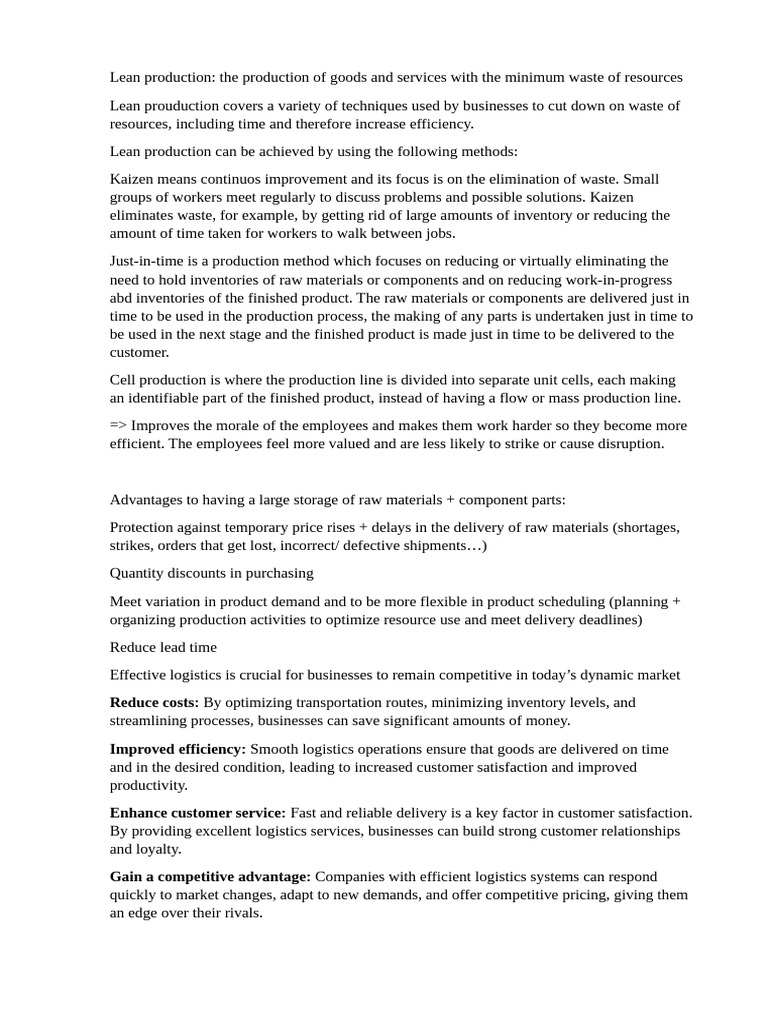 Lean Production | PDF | Lean Manufacturing | Inventory