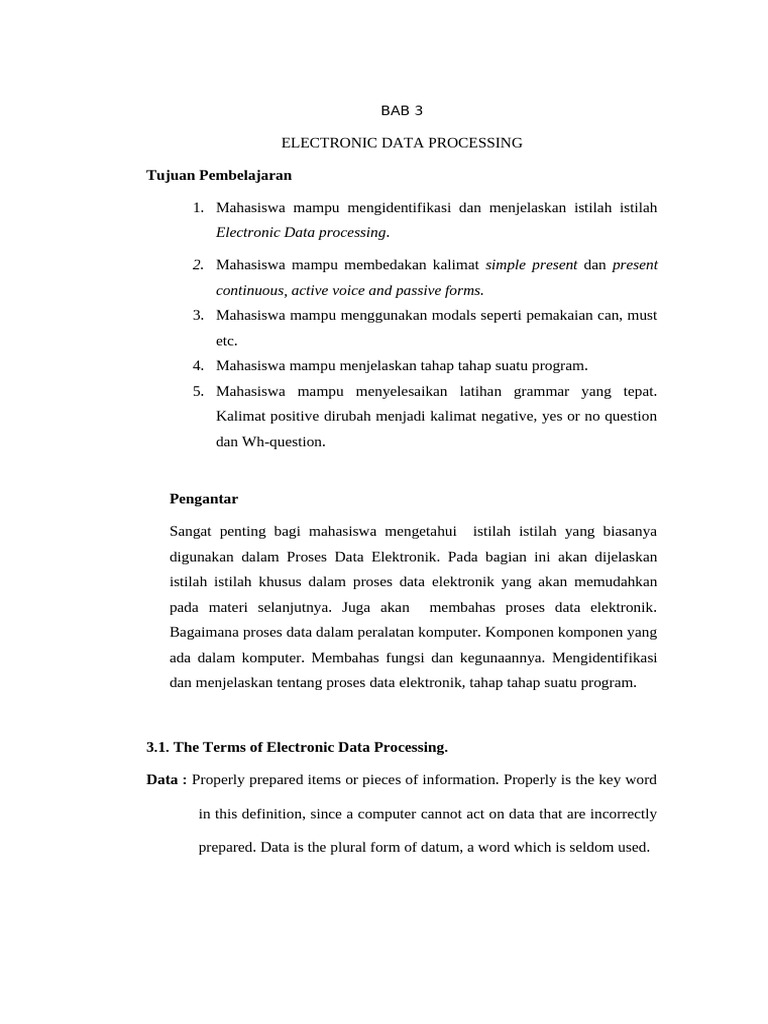BAB 3 Electronic Data Processing | PDF | Data | Machines