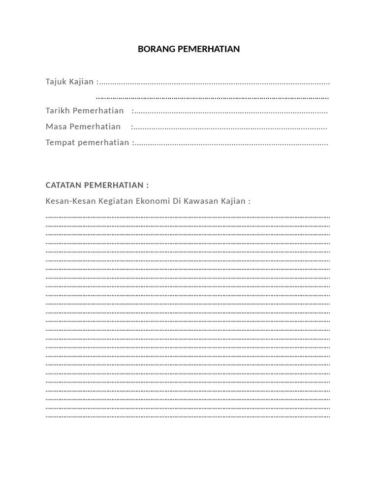 BORANG PEMERHATIA1 | PDF