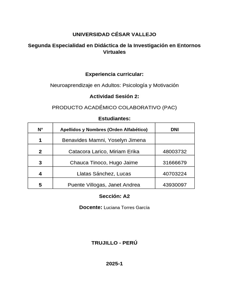 Chauca - Tinoco - Hugo - PAC1 | PDF | Aprendizaje | Enseñando
