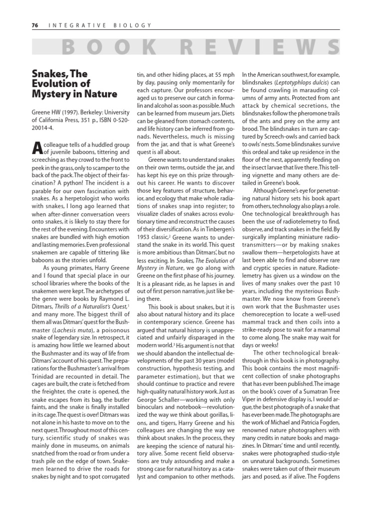 Snakes: Evolution and Natural History | PDF | Zoology | Snake