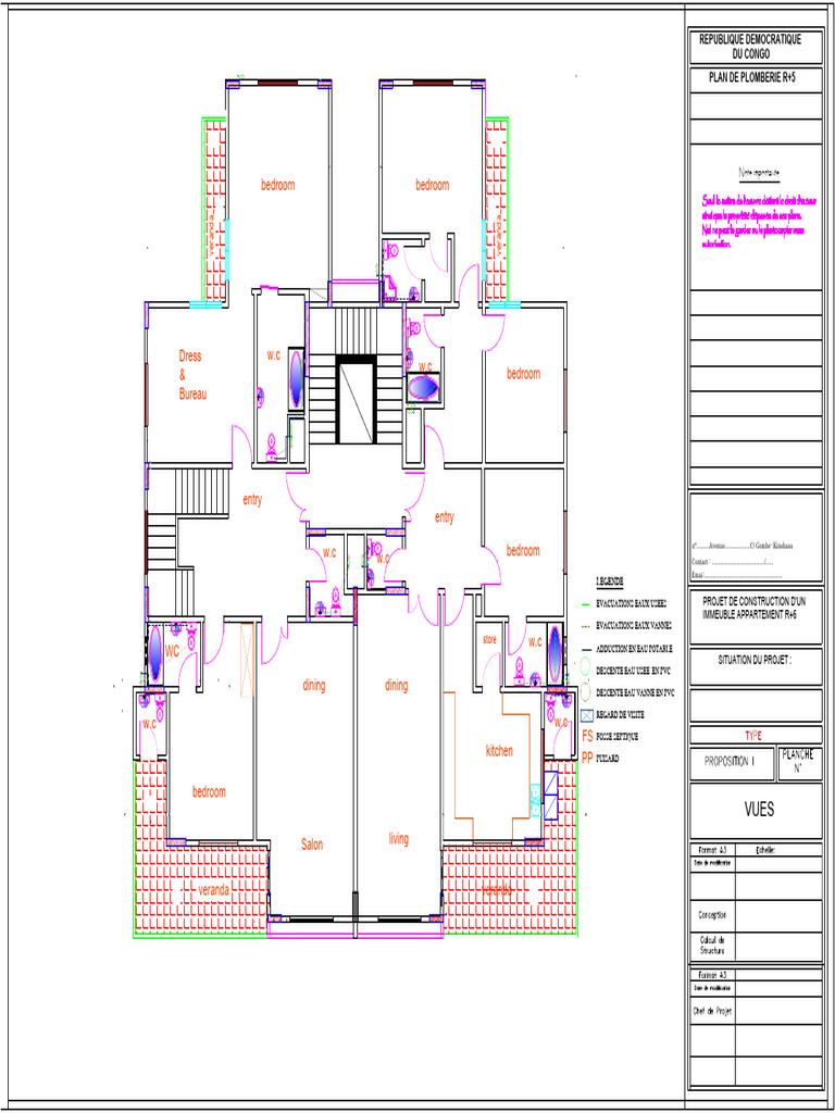 Plan de plomberie pour immeuble R+6 | PDF | Génie hydraulique | Génie ...