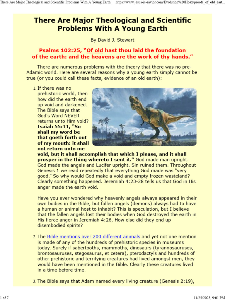 Theological Issues with Young Earth Theory | PDF | Satan | Creationism