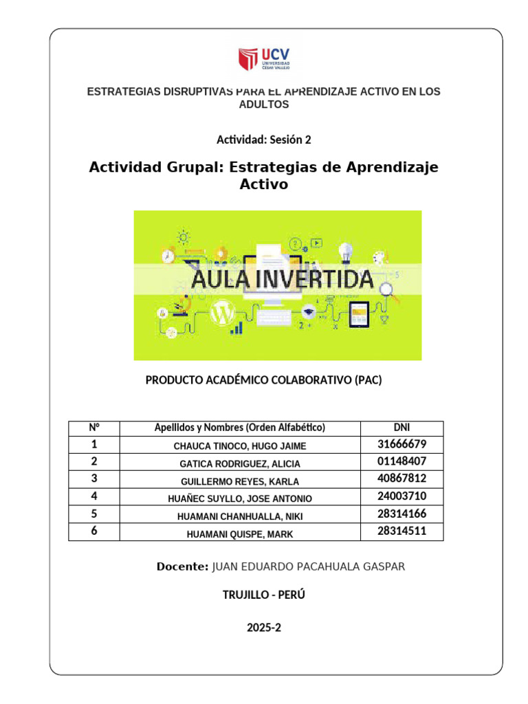 Chauca - Tinoco - Hugo - PAI - Aula Invertida | PDF | Pedagogía ...