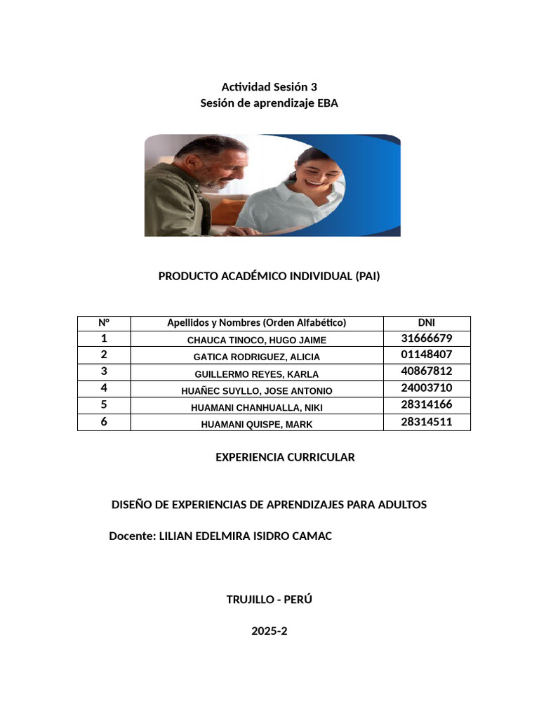 Chauca Tinoco Hugo PAI SesiónEBA | PDF | Modificación de comportamiento ...