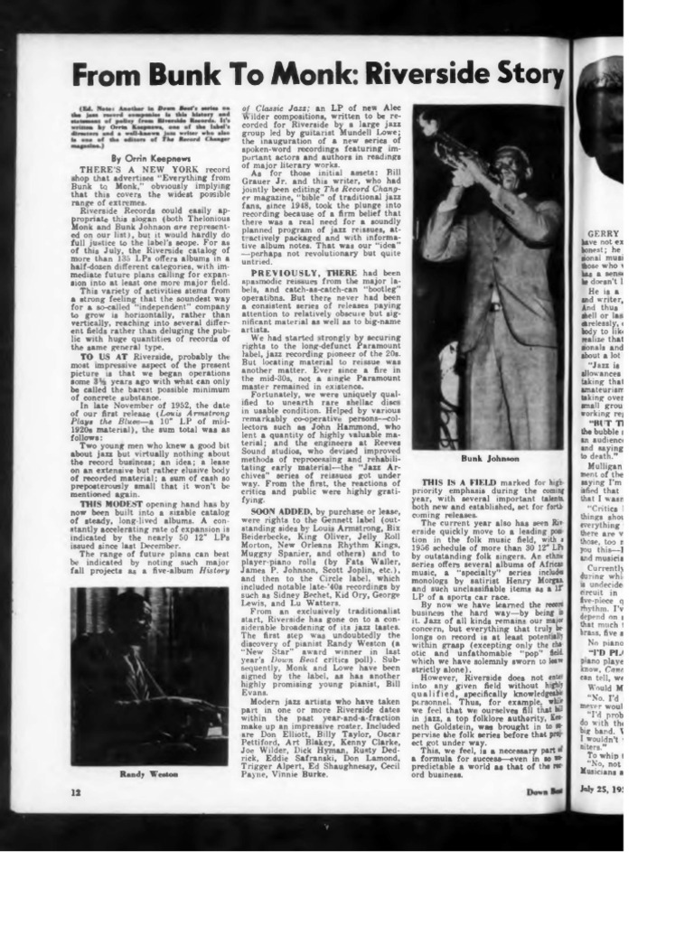 From Bunk To Monk, The Riverside Story | PDF