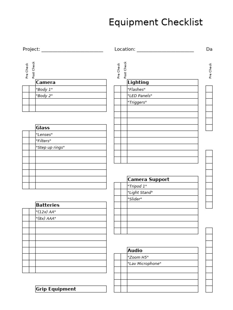 Equipment+Checklist+Template | PDF