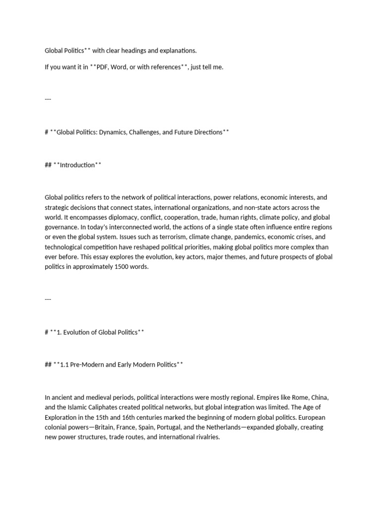 Global Politics of The Whole World From Start | PDF | Cold War | United ...