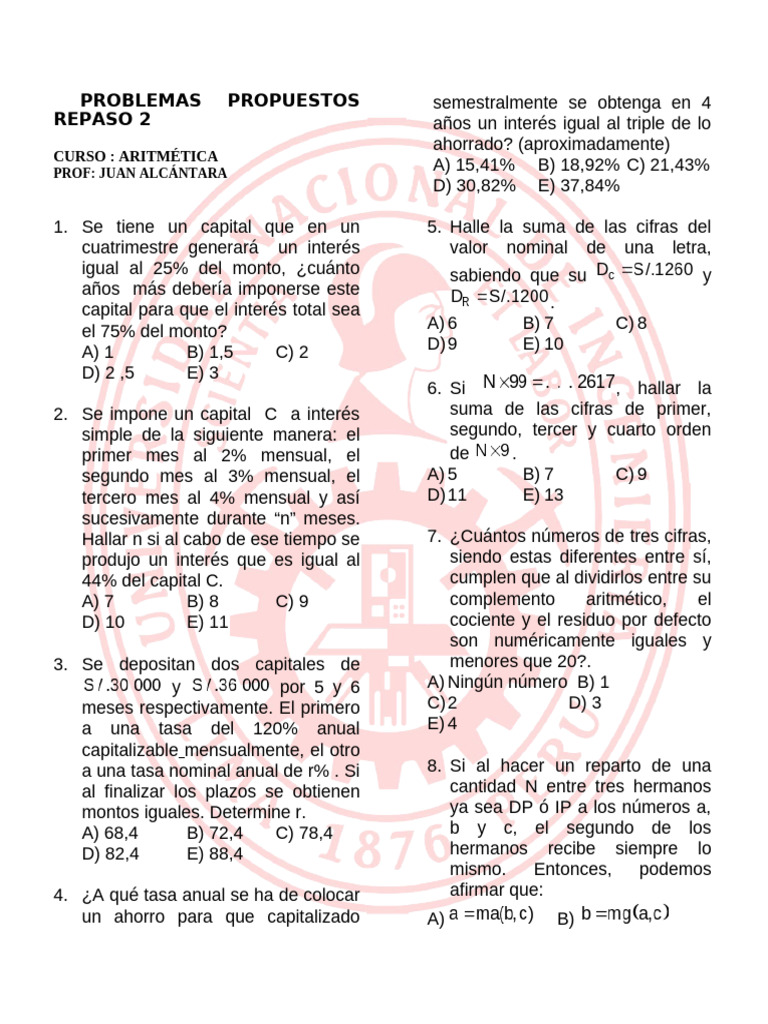 REPASO ARITMÉTICA 2 | PDF