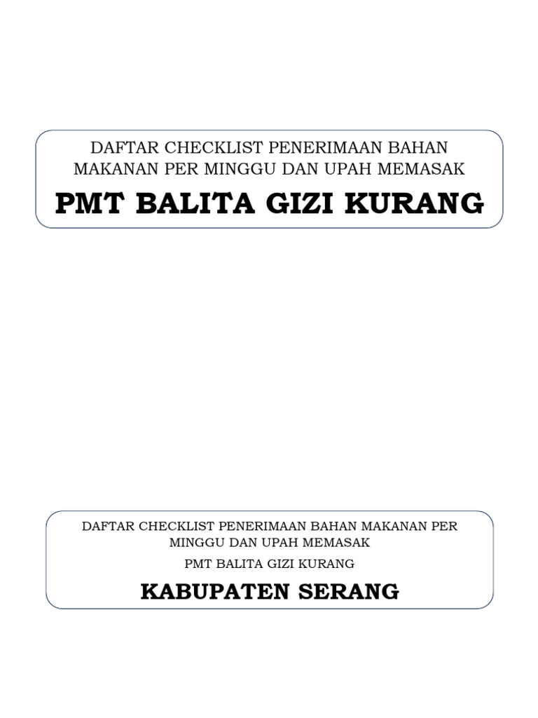 Checklist Penerimaan Bahan PMT Balita | PDF