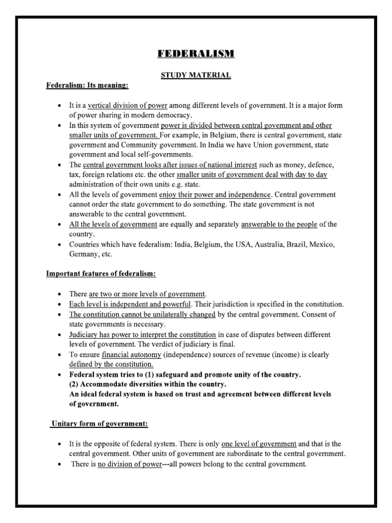 Federalism Ony Srm | PDF