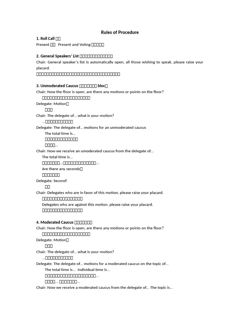 Rules of Procedure for Delegates | PDF