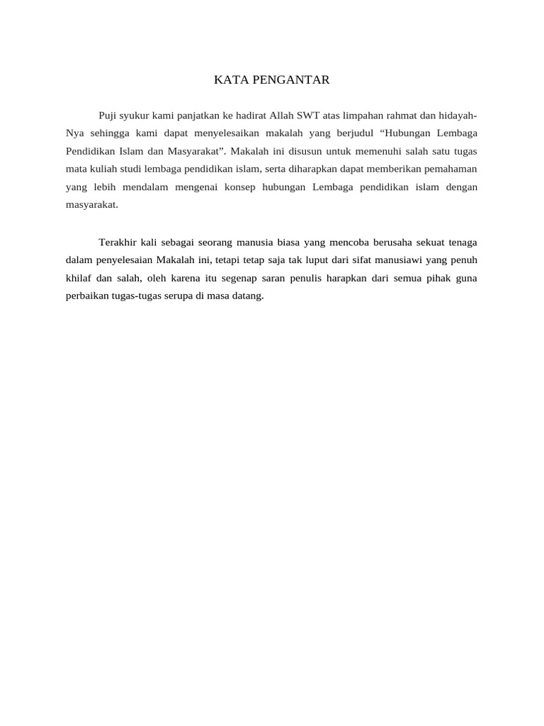 Hubungan Lembaga Pendidikan Islam Dan Masyarakat | PDF