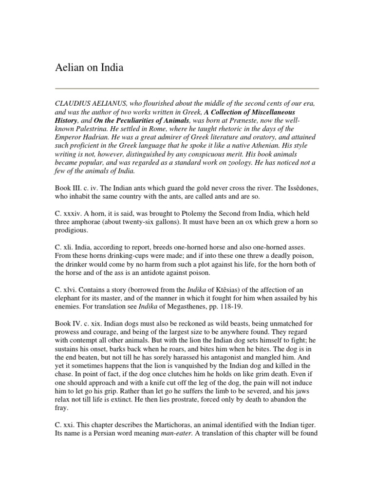 Aelian On India | PDF | History