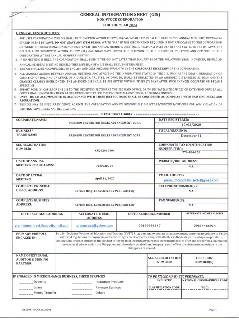 General Information Sheet | PDF