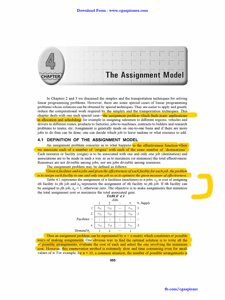 Assignment Model | PDF