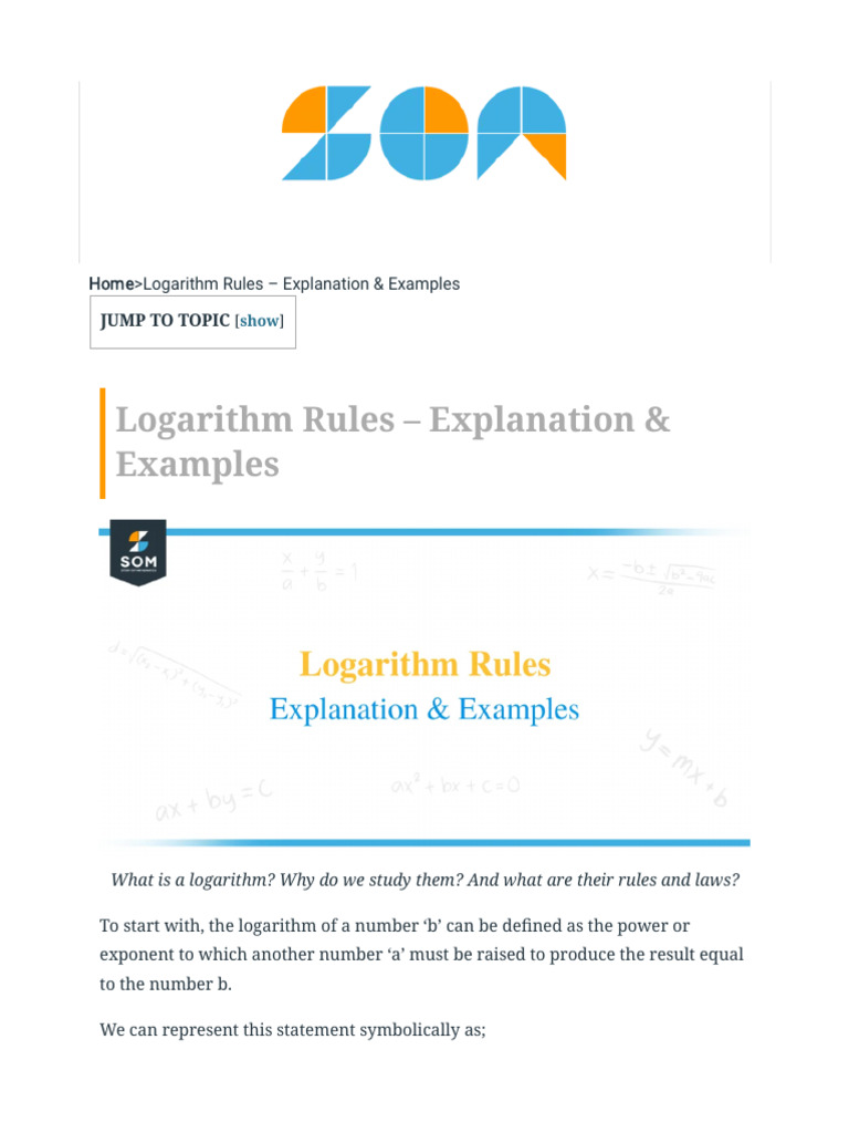 Logarithm Rules Explanation Examples Pdf Logarithm Exponentiation
