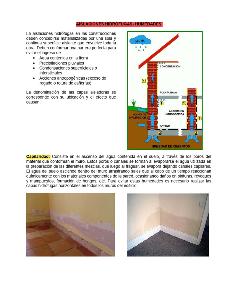 Aislaciones Hidrófugas y Humedades en Muros | PDF | Humedad | Condensación