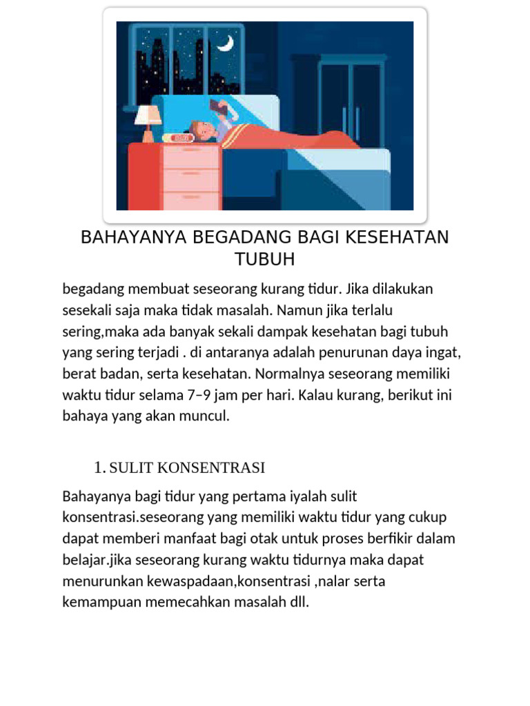 Bahayanya Begadang Bagi Kesehatan Tubuh | PDF