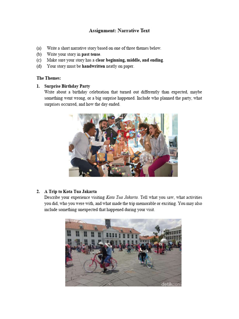 Narrative Writing Assignment Themes | PDF