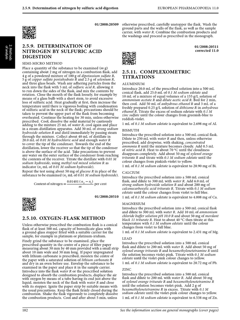2.5.10. Oxygen-flask method, European pharmacopeia | PDF | Magnesium ...