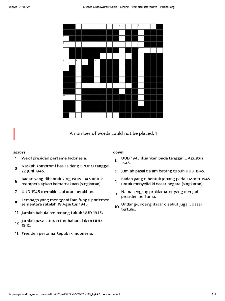 Create Crossword Puzzle - Online, Free and Interactive | PDF