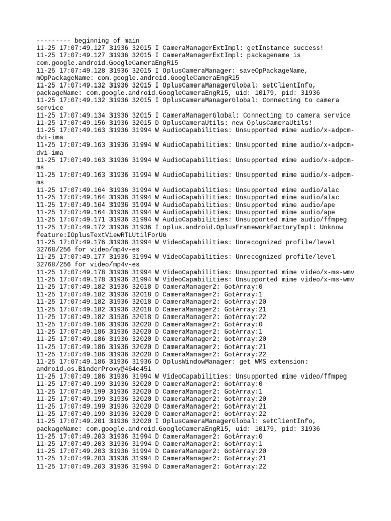 Camera Manager Log Analysis | PDF | Computer Science | Operating System ...