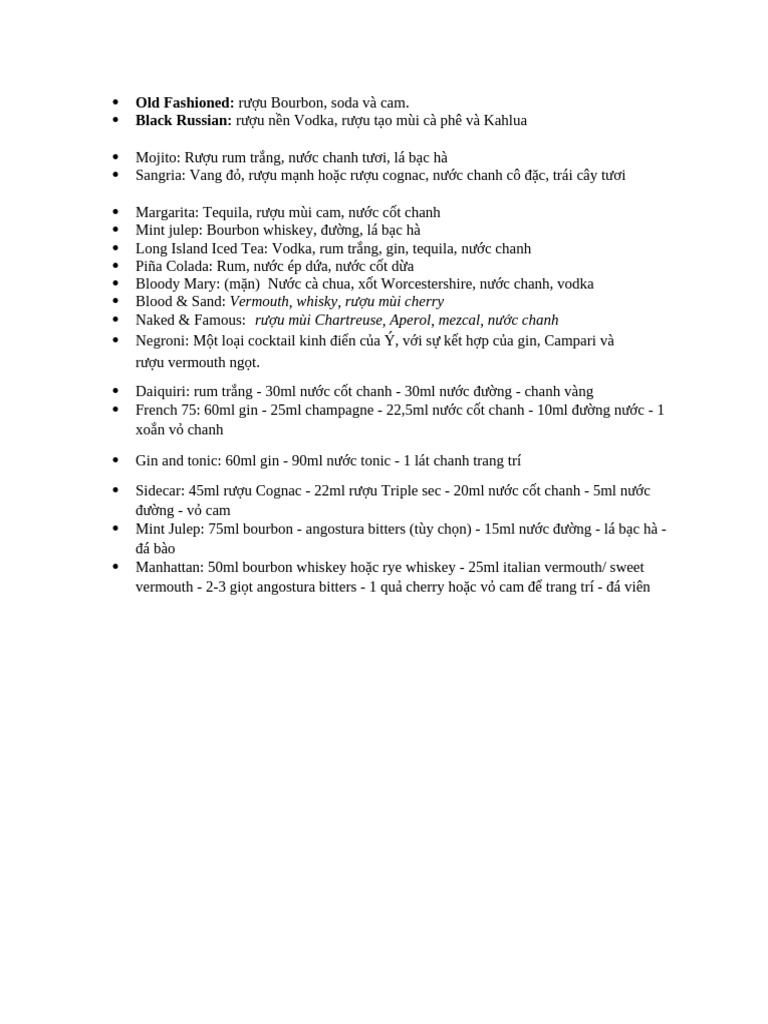 Cocktail List | PDF