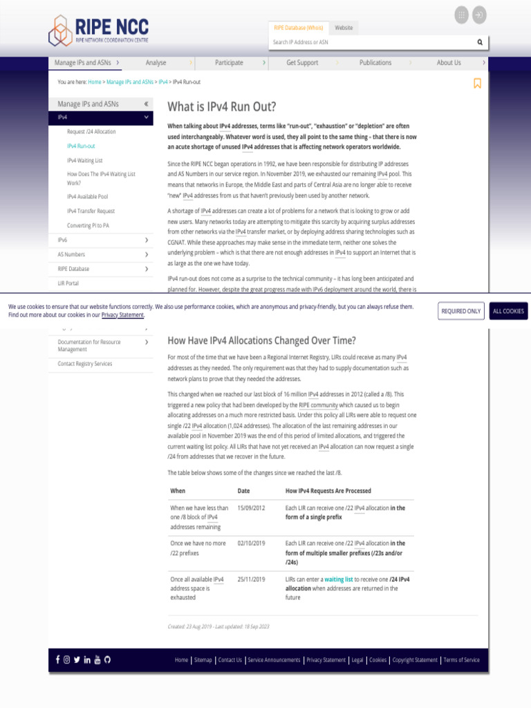 What Is IPv4 Run Out - RIPE Network Coordination Centre | PDF | I Pv6 | Ip Address