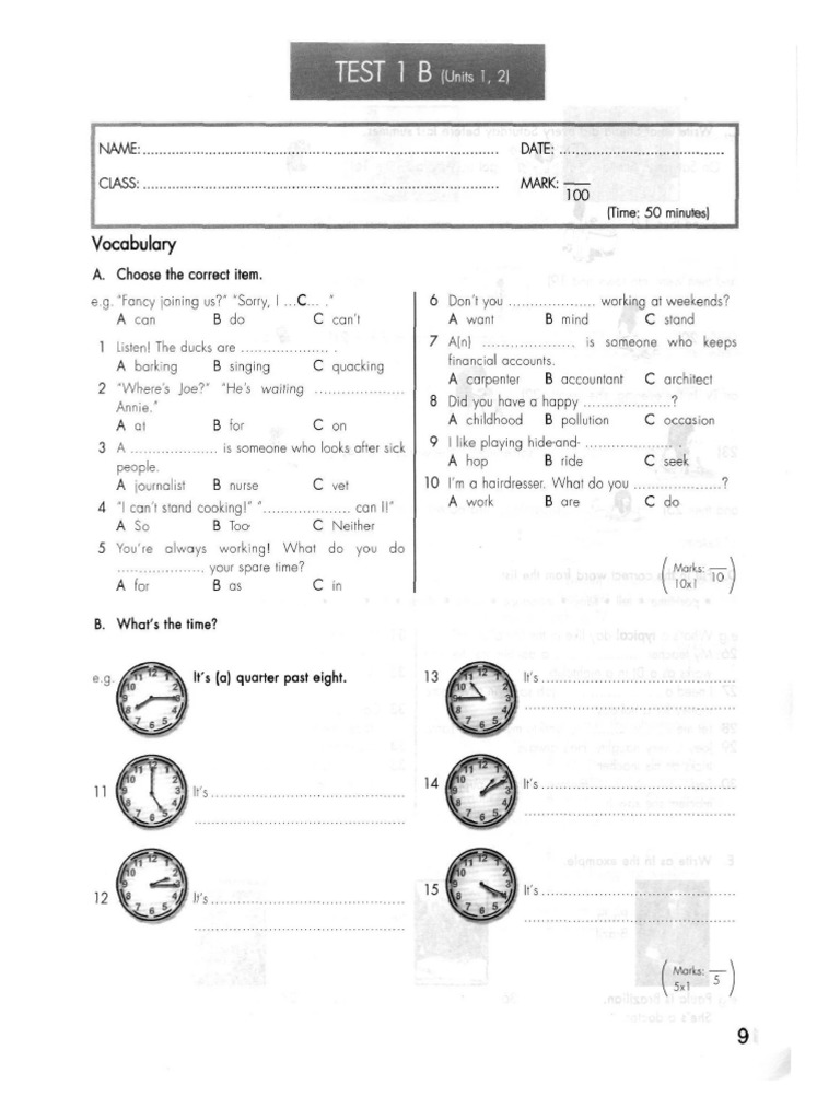 Click On 2 - Test Booklet With Keys | PDF