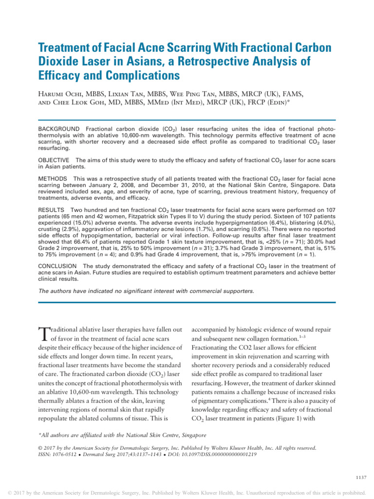Treatment of Facial Acne Scarring With Fractional.4 | PDF | Scar ...