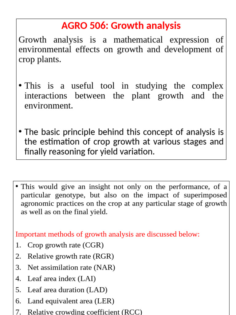 Crop Growth Analysis Methods Explained | PDF