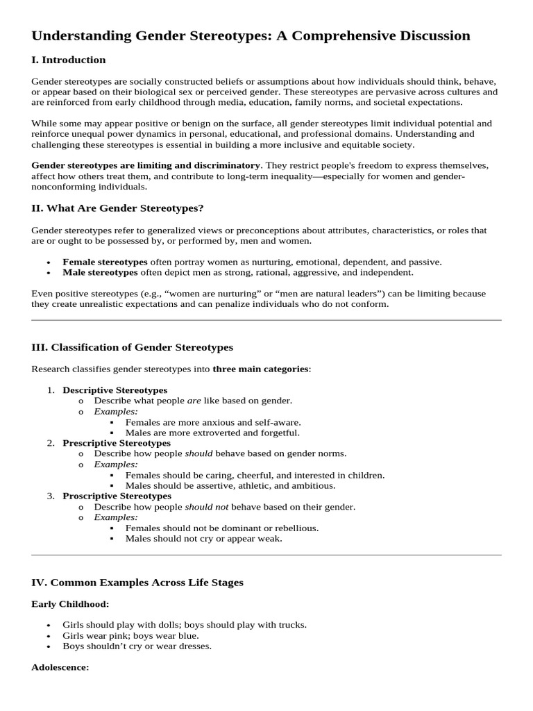 Understanding Gender Stereotypes | PDF | Gender Role | Stereotypes