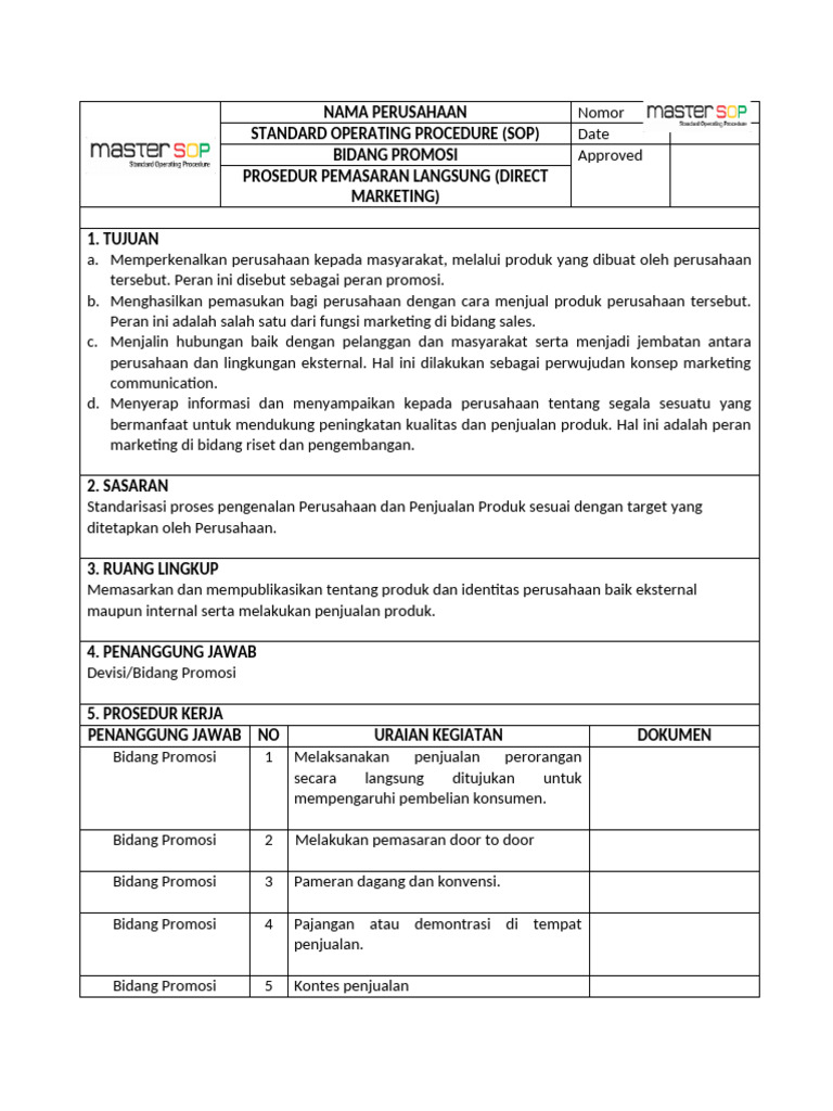 Sop Pemasaran Langsung | PDF
